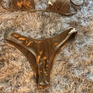 Swim | Metallic Bronze High Cut Bikini Nwt | Poshmark